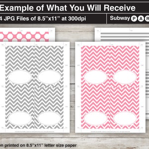 Pink, Grey Girl Baby Shower Party Food Labels. Chevron, Polka Dots ...