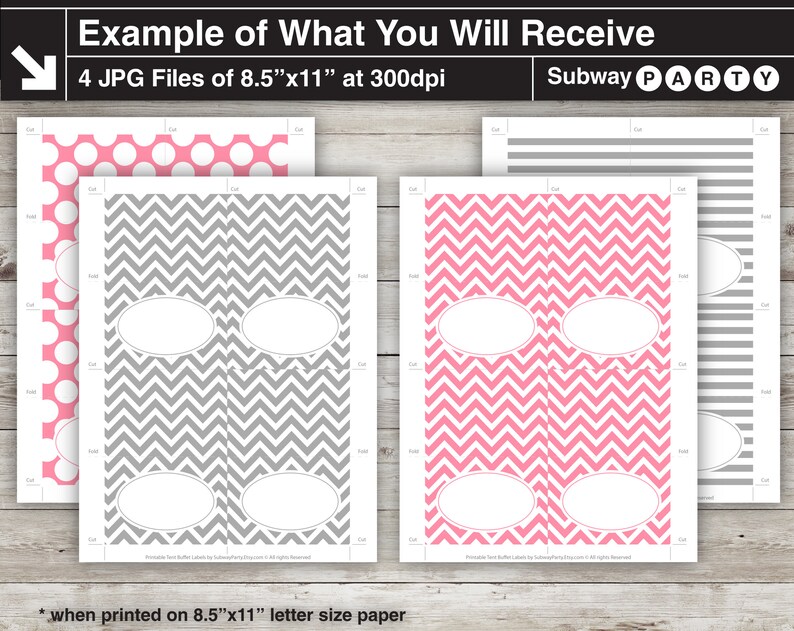 Pink Grey Girl Baby Shower Party Food Labels. Chevron Polka - Etsy