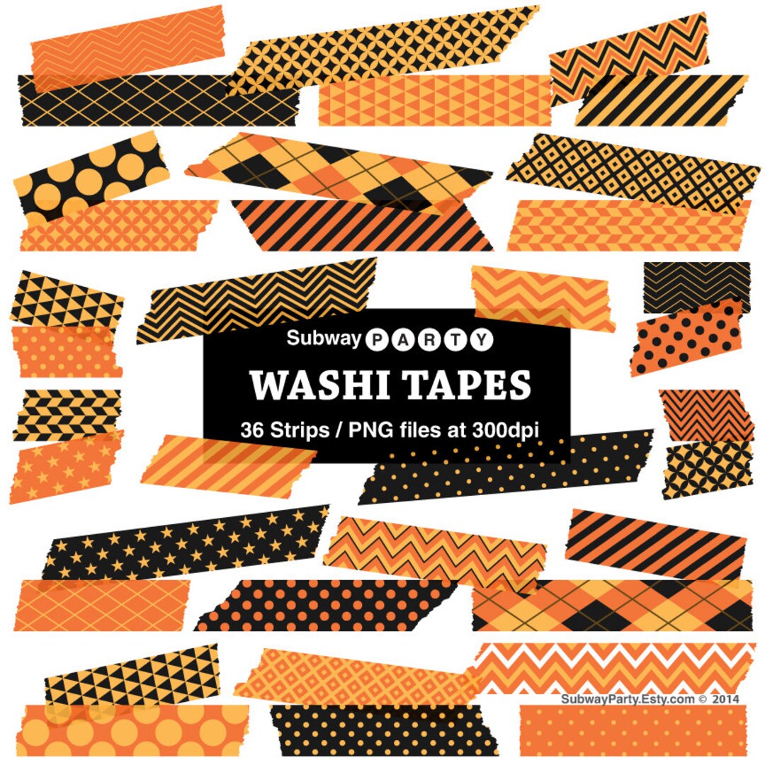Halloween Orange Black Digital Washi Tape Strips Clip Art CANVA ...
