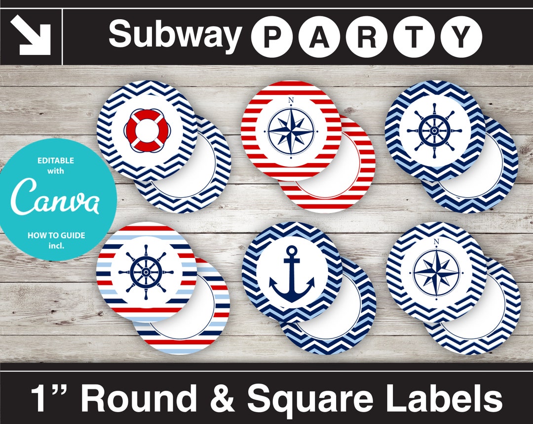 Printable Nautical 1" Round & Square Tags, Stickers, Blank Labels ...