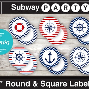 Printable Nautical 1" Round & Square Tags, Stickers, Blank Labels ...