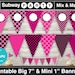 Hot Pink and Black Printable Party Banner & Mini Cake Bunting ...