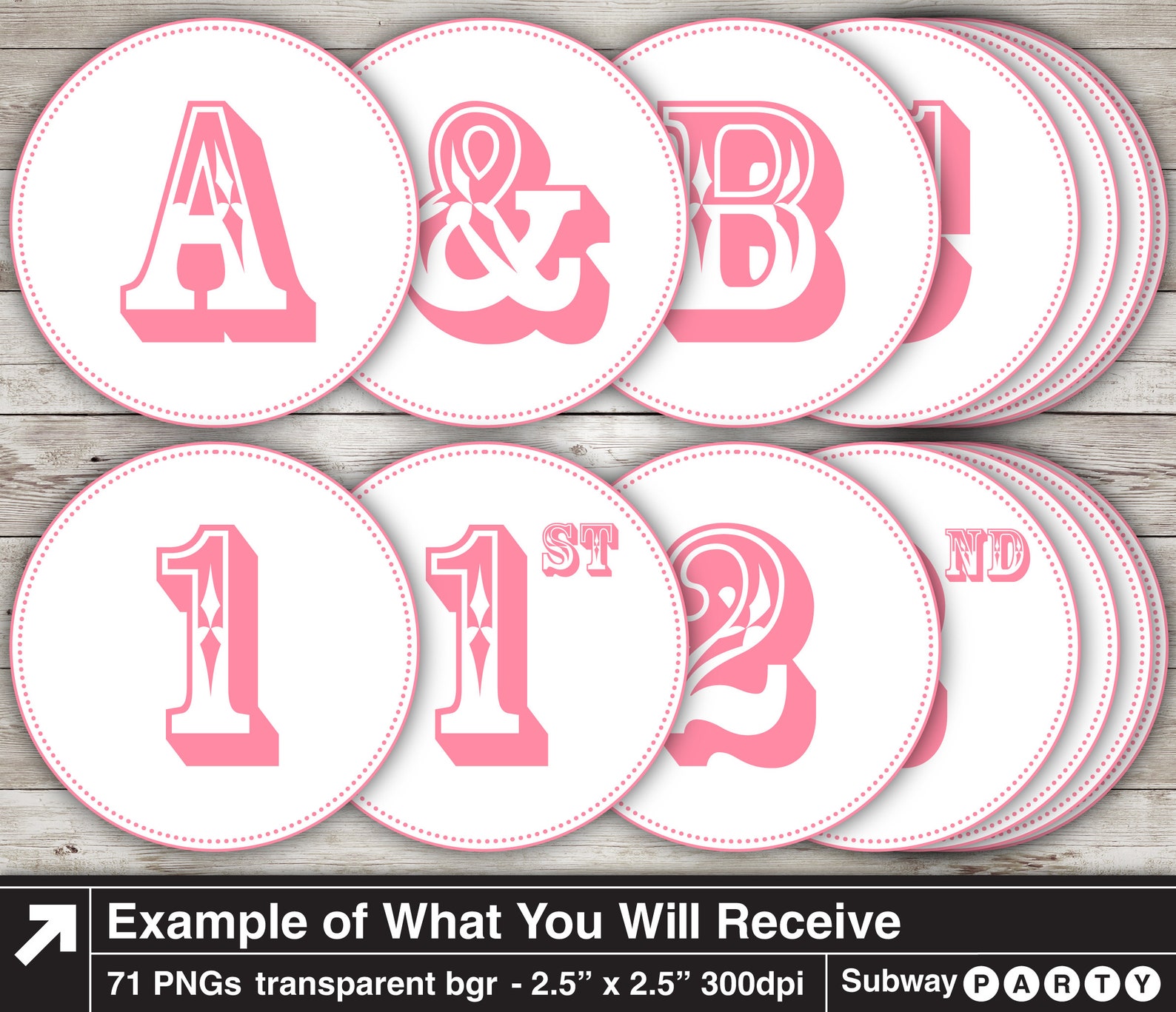 Printable Pink Alphabet Letters & Numbers in 2.5" Circles. Characters ...