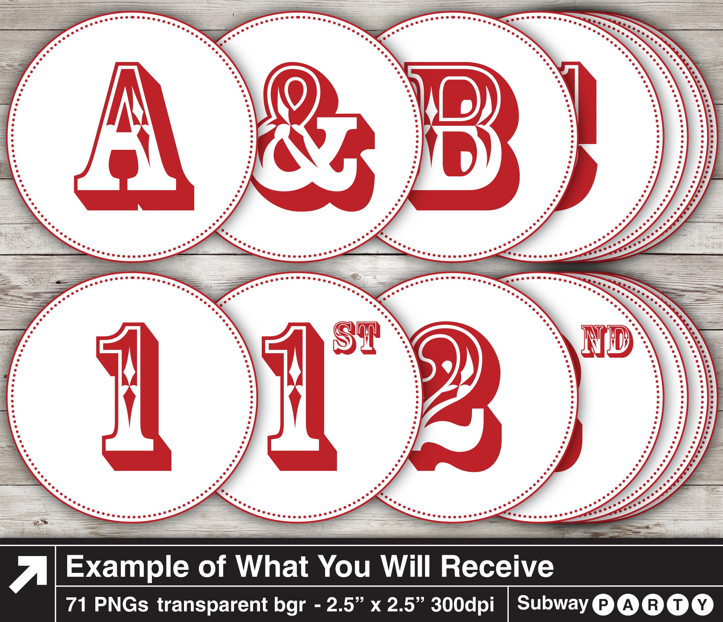 Printable Red Alphabet Letters & Numbers in 2.5 Circles. | Etsy