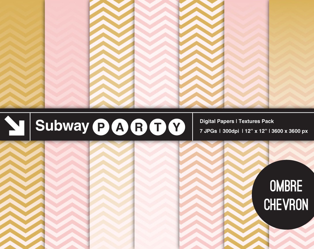 Ombre Chevron Rose Gold Digital Papers. Gradient Fade Chevron | Etsy