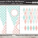 Mint Coral Printable Party Banner & Mini Cake Bunting. Girly Shabby ...