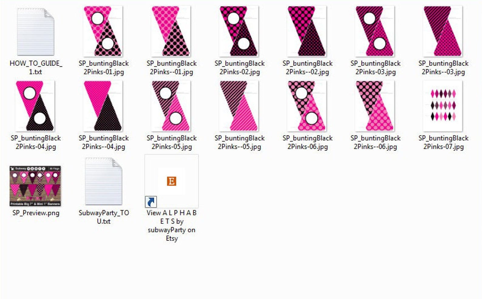 Hot Pink and Black Printable Party Banner & Mini Cake Bunting. | Etsy