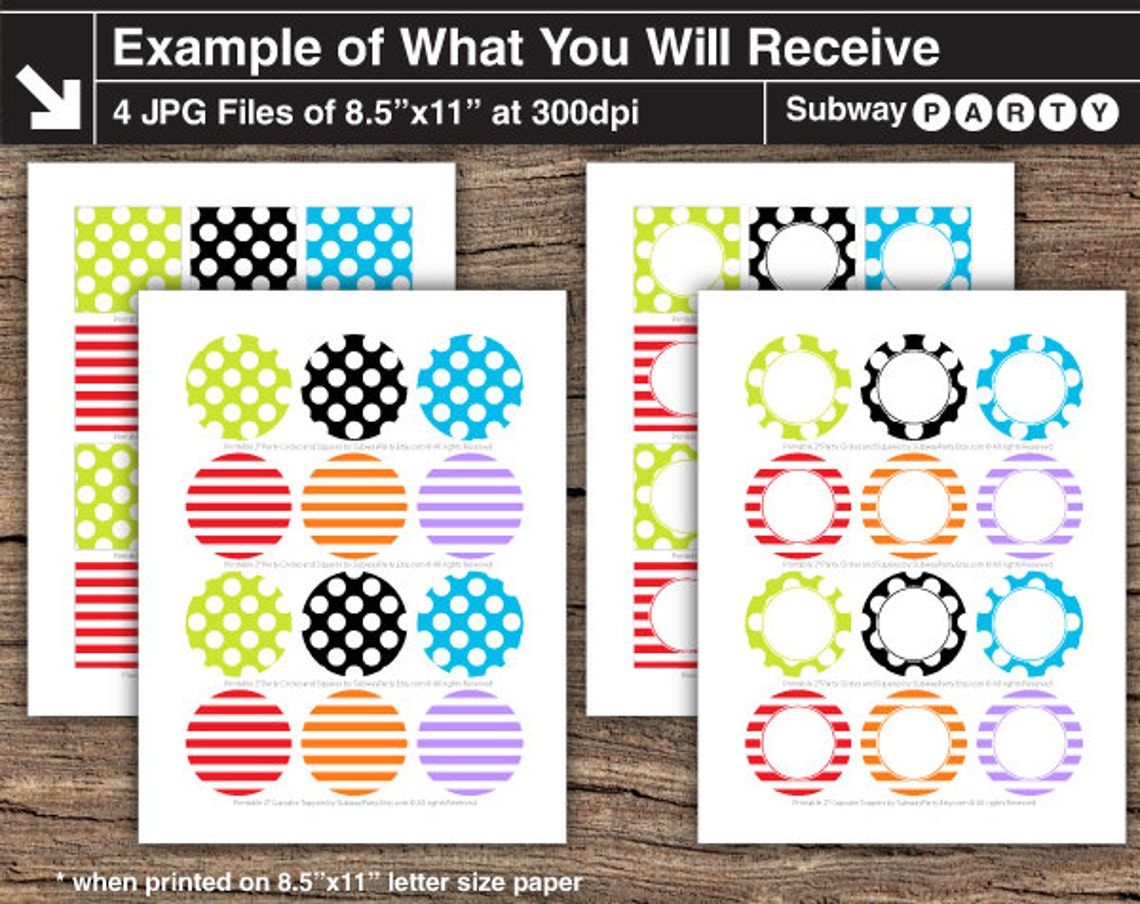 Printable Multi Color Fun Party 2 Circles and Squares / | Etsy