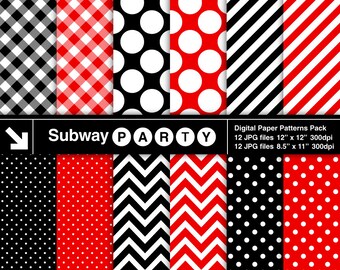 Red Black and White Chevron Polka Dots Stripes & Gingham - Etsy
