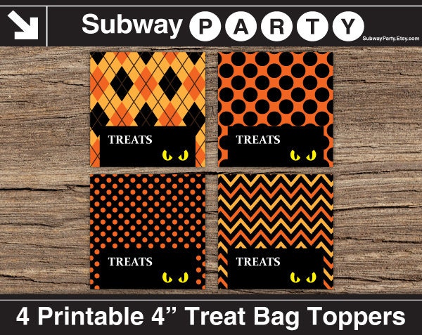 Printable Halloween Treat Bag Toppers With Spooky Eyes. Orange | Etsy