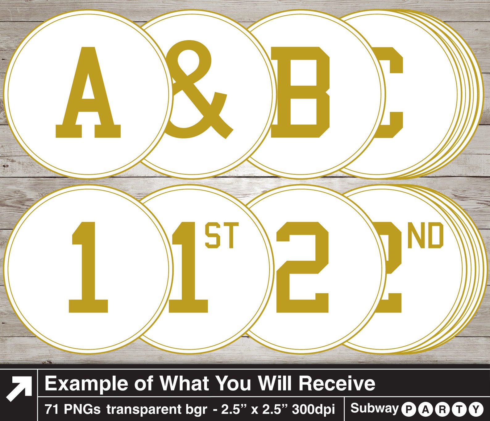 Printable Gold Letters & Numbers in 2.5" Circles. Alphabet for Party ...