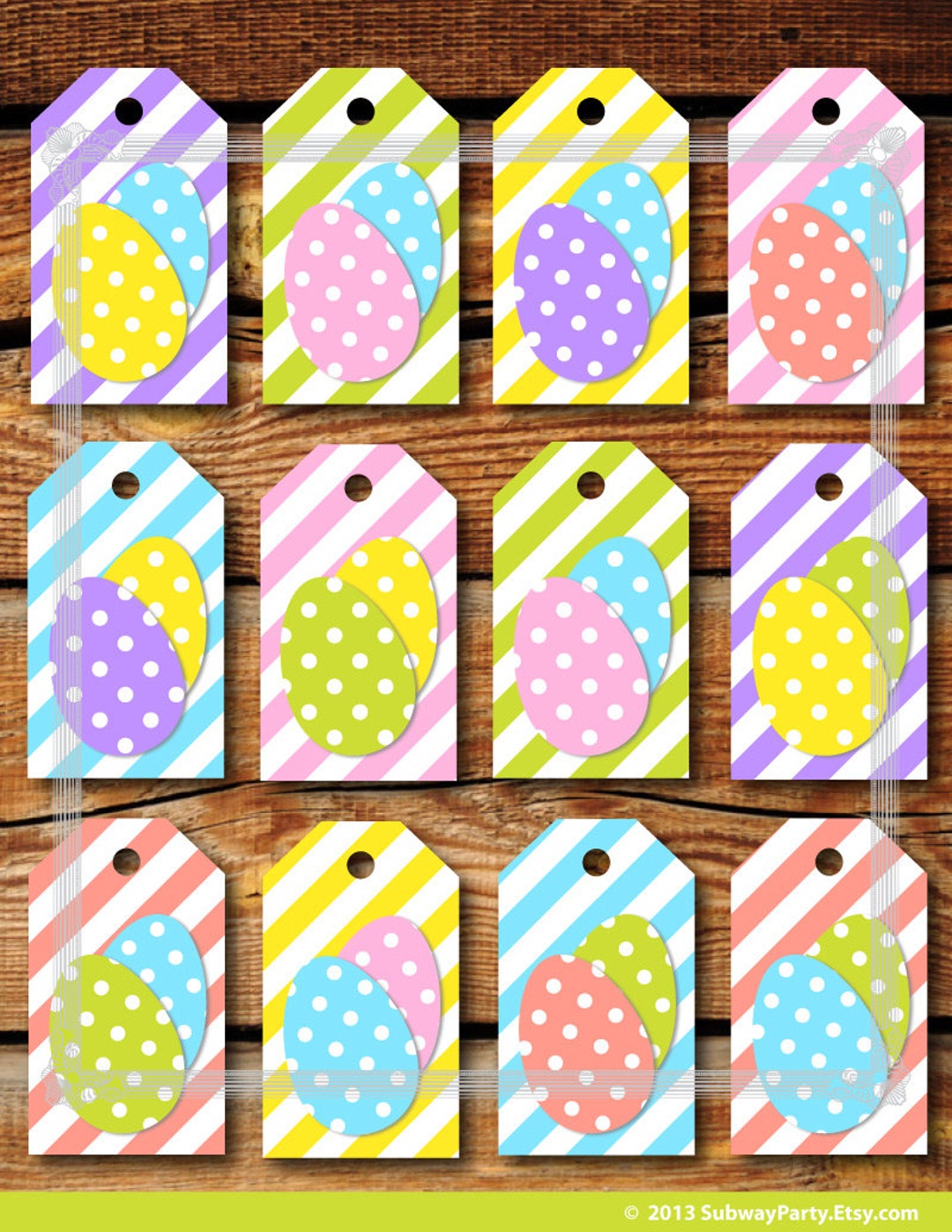 Printable Easter Gift Tags. Candy Stripes With Fun Polka Dot Easter ...