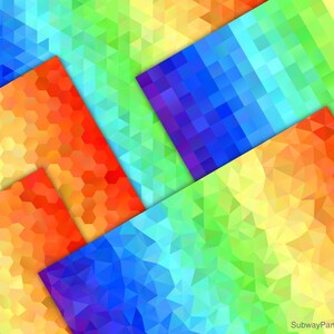 Rainbow Gradient Digital Papers. Low Poly Geometric 3D Patterns ...