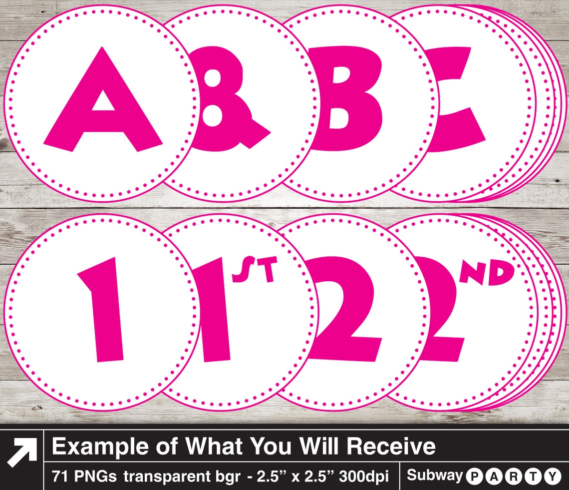 Printable Cartoon Style Hot Pink Letters & Numbers in - Etsy