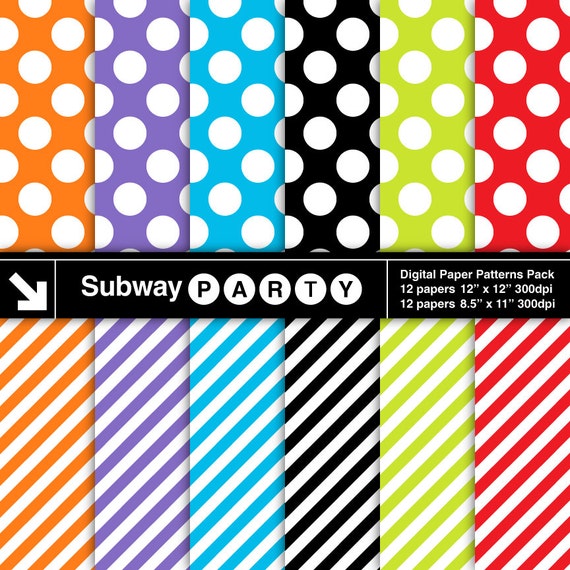 Multi Color Fun Party Digital Papers in Jumbo Polka Dots and Candy ...