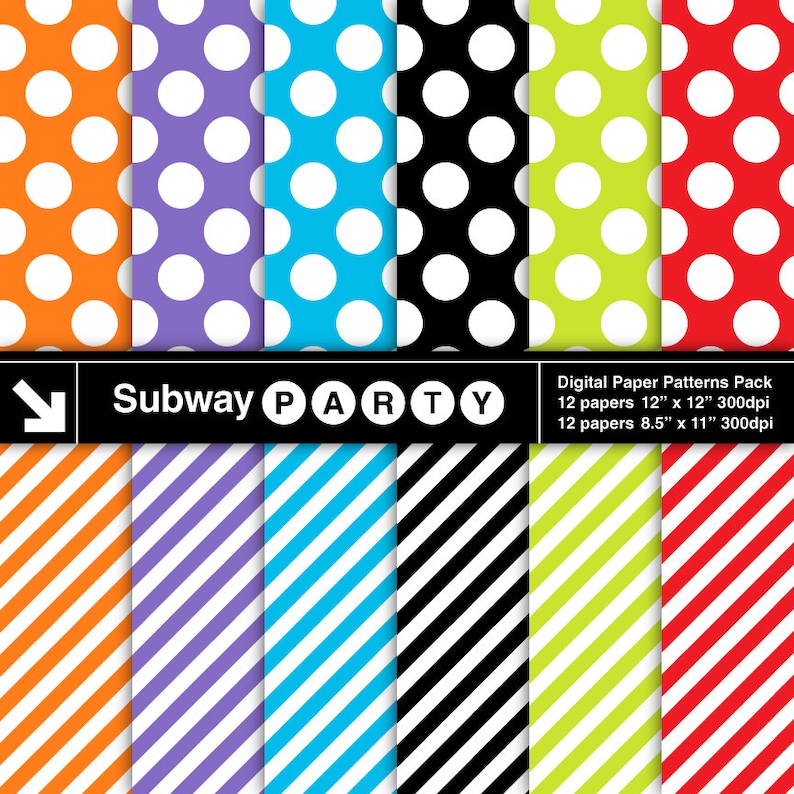 Multi Color Fun Party Digital Papers in Jumbo Polka Dots and | Etsy
