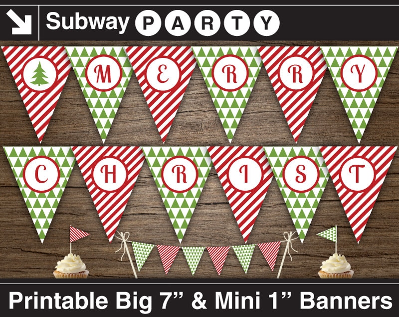 Printable Merry Christmas Banner. 7 Big Banner & 1 | Etsy