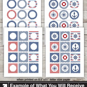 Printable Nautical 2" Party Circles & Squares / Cupcake Toppers / Blank ...