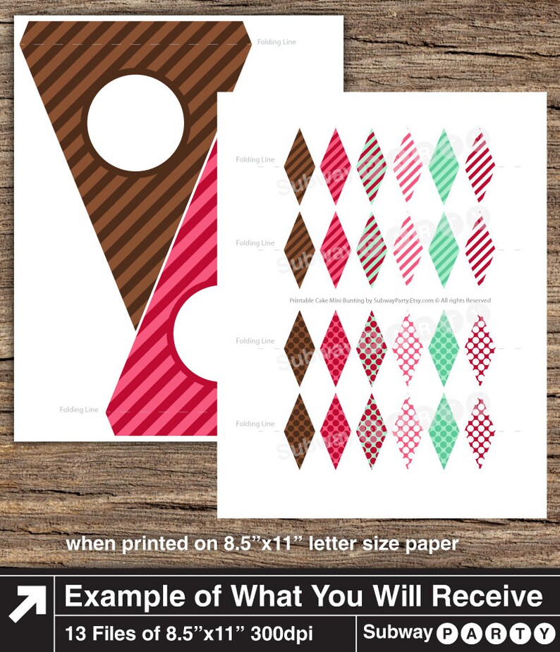 Sugar Rush Party Printable Banner & Mini Cake Bunting. Mint | Etsy