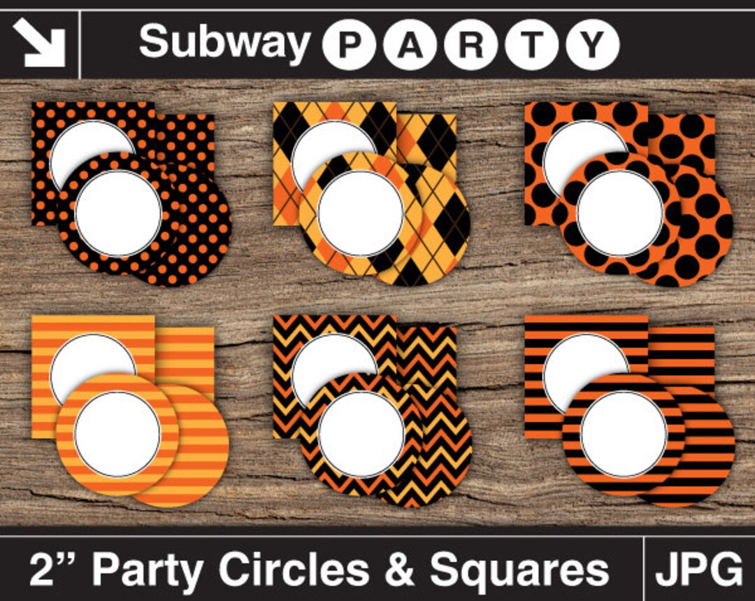 Printable Halloween 2 Party Circles and Squares / - Etsy