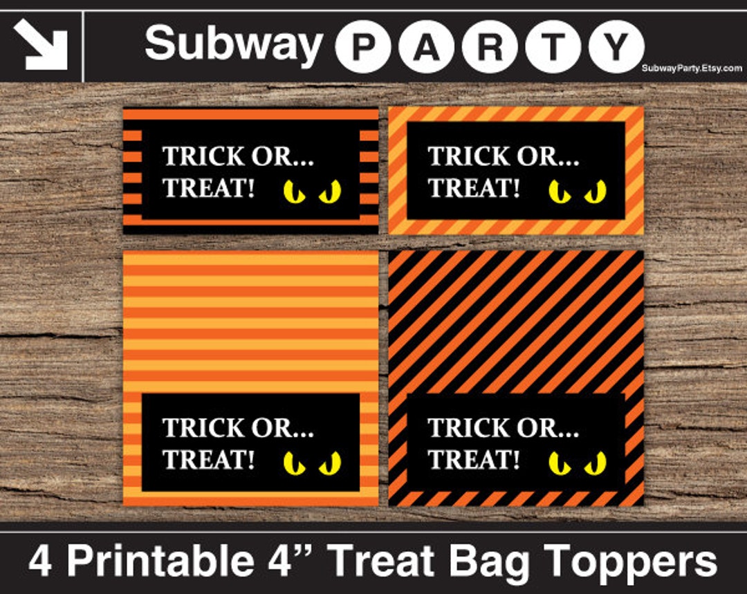 Printable Halloween Treat Bag Toppers With Spooky Eyes. Orange, Candy ...