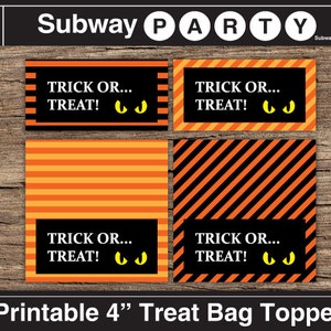 Printable Halloween Treat Bag Toppers With Spooky Eyes. Orange, Candy ...