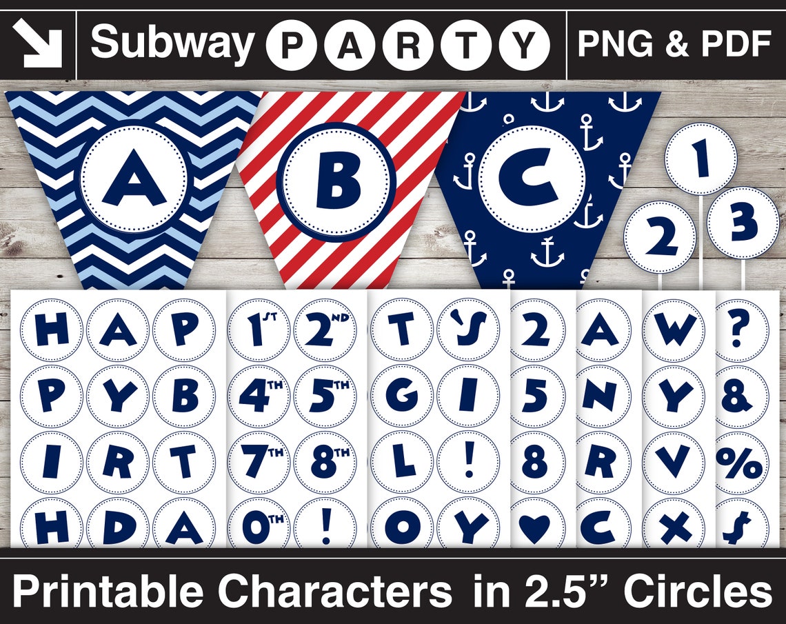 Printable Cartoon Style Navy Letters & Numbers in 2.5" Circles ...