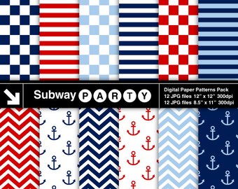 Navy Blue and Pink Chevron and Argyle Digital Papers Pack. - Etsy