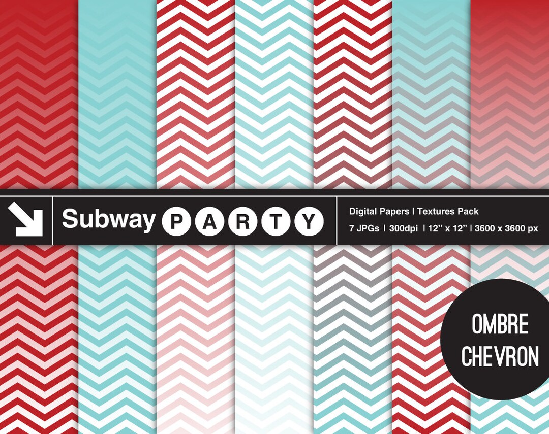 Aqua Blue Red Ombre Chevron Digital Papers. Blue Red White Gradient ...