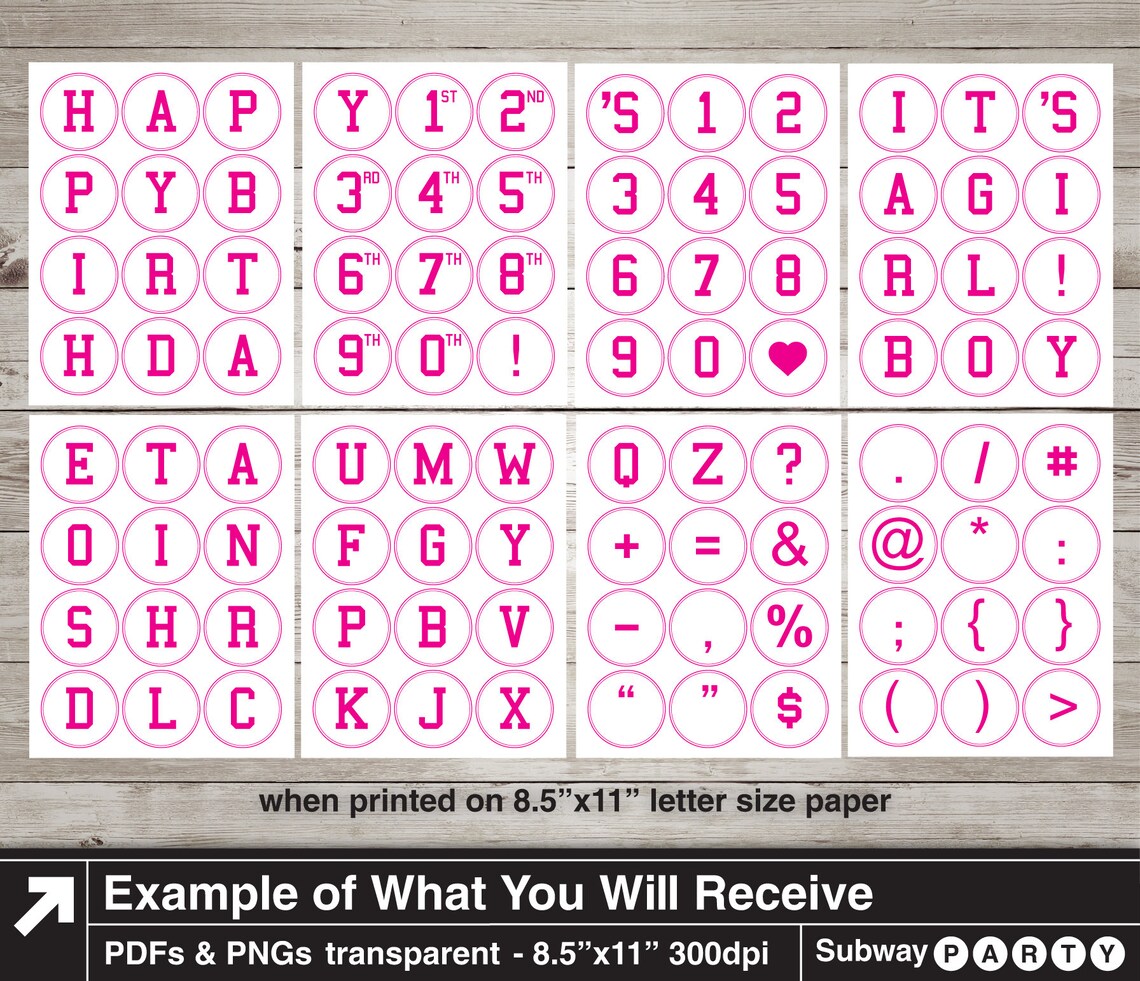 Printable Hot Pink Letters & Numbers in 2.5" Circles. Alphas for Party ...