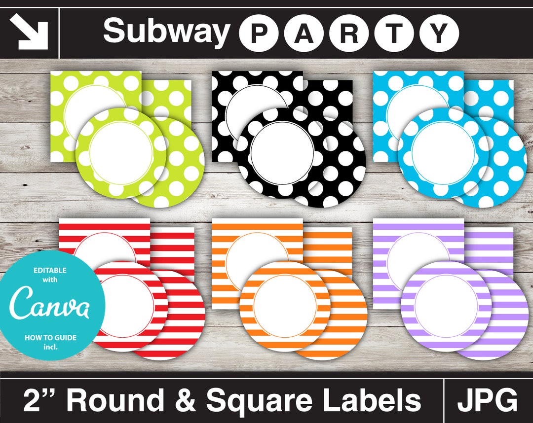 Printable Multi Color Fun Party 2" Circles and Squares / Cupcake ...