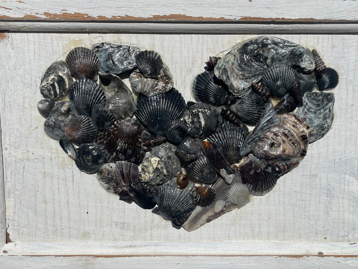 Wood Frame Black Seashell Heart Wall Decor - Etsy