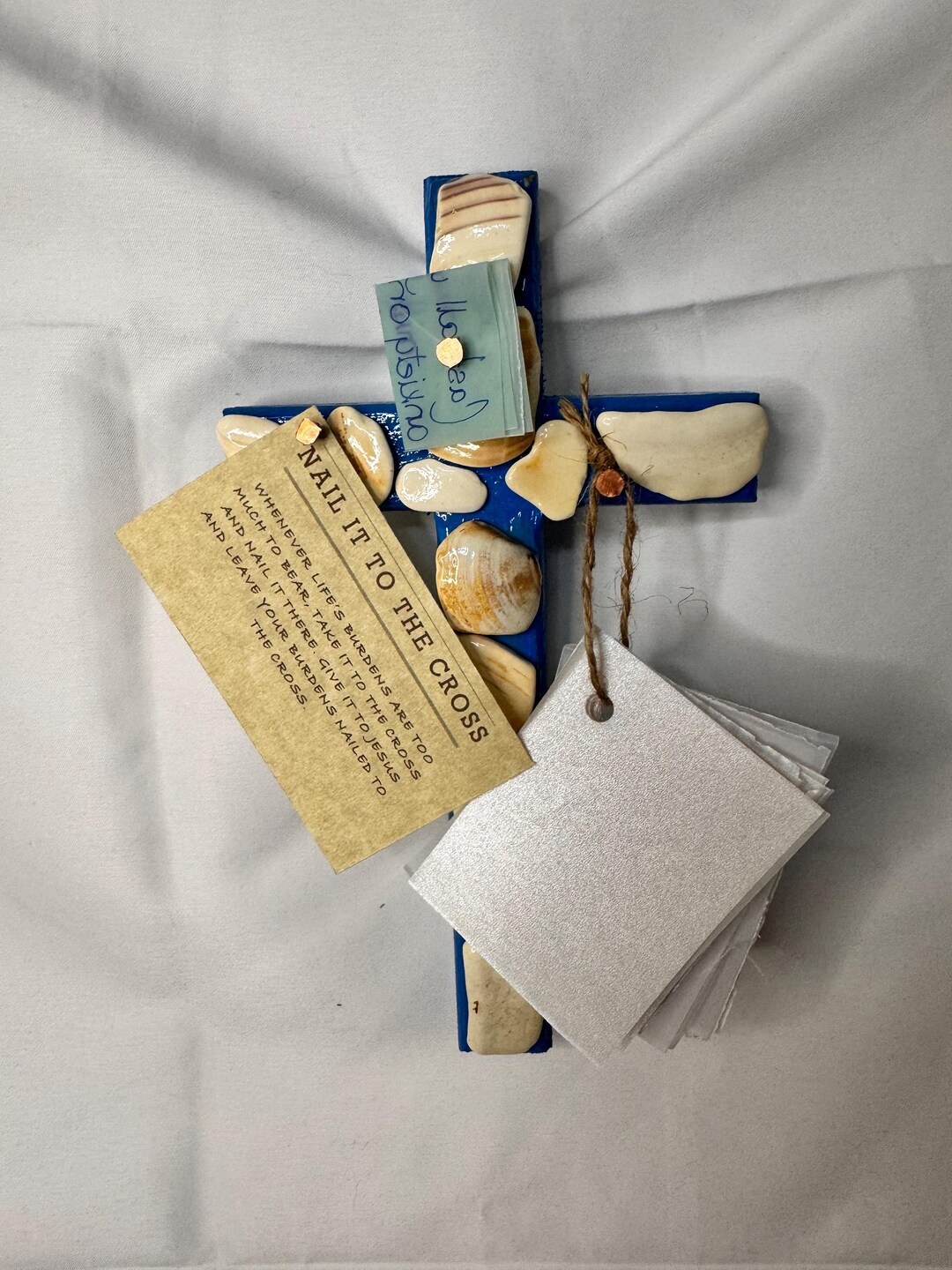 Worry Cross - Nail It to the Cross - Blue Wooden Cross Malibu Shells - Etsy