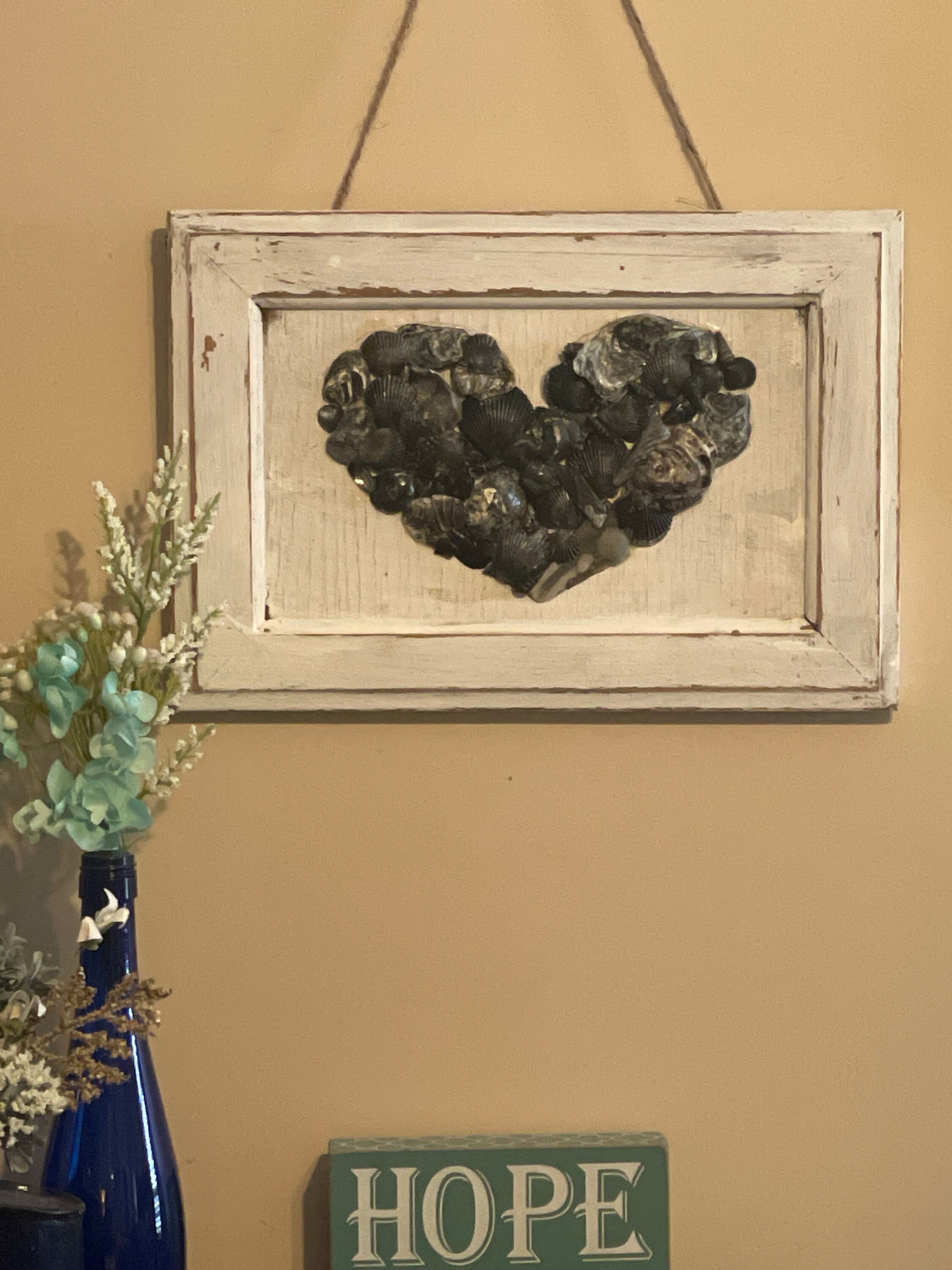Wood Frame Black Seashell Heart Wall Decor - Etsy