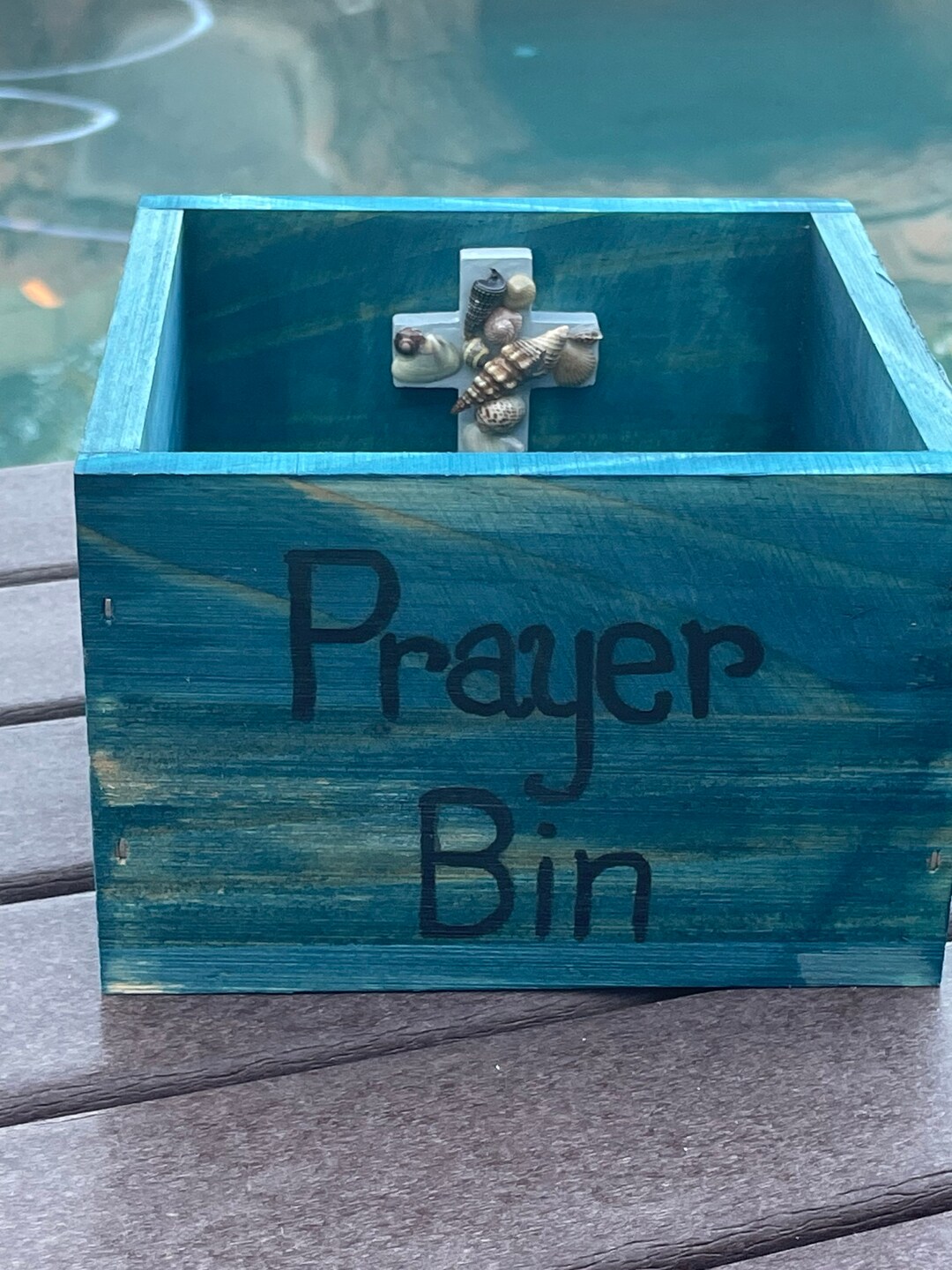 Wooden Prayer Bin / Box / Bowl With Seashell Cross Inside - Etsy