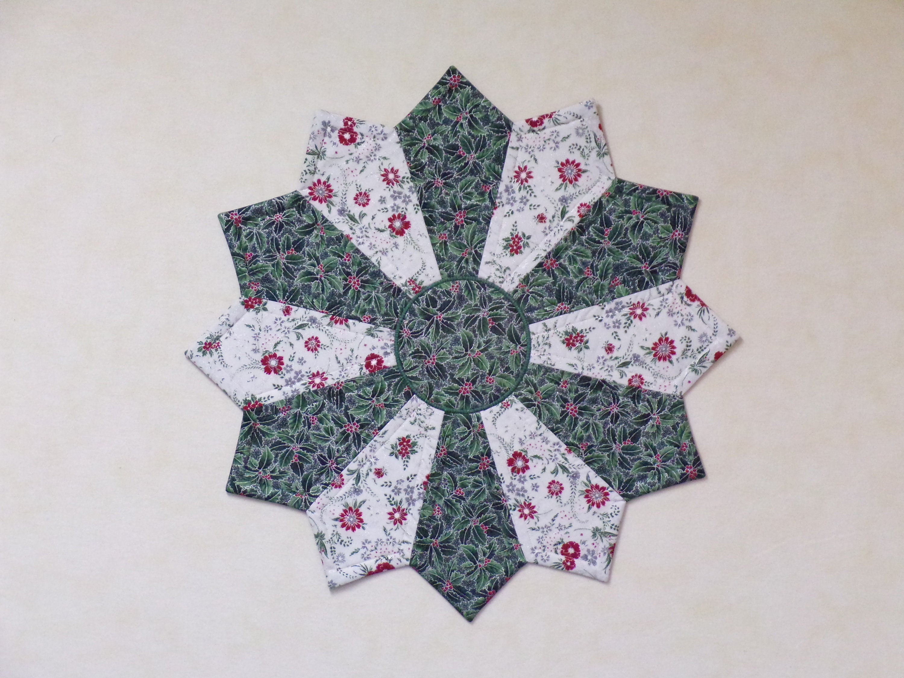 Quilted Table Topper, 25 Inch Round, Quilted Table Topper "early Frost ...