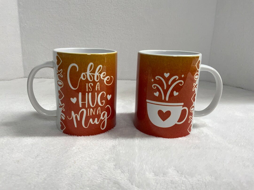 Coffee Mugs, Set of 2, “coffee is a Hug in a Mug” Mugs With White ...