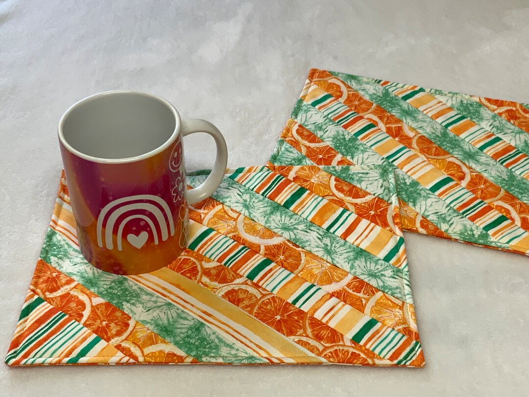 Snack Mats, Set of Two, Mug Rugs, Fruit Snack Mats, Mini Placemats ...