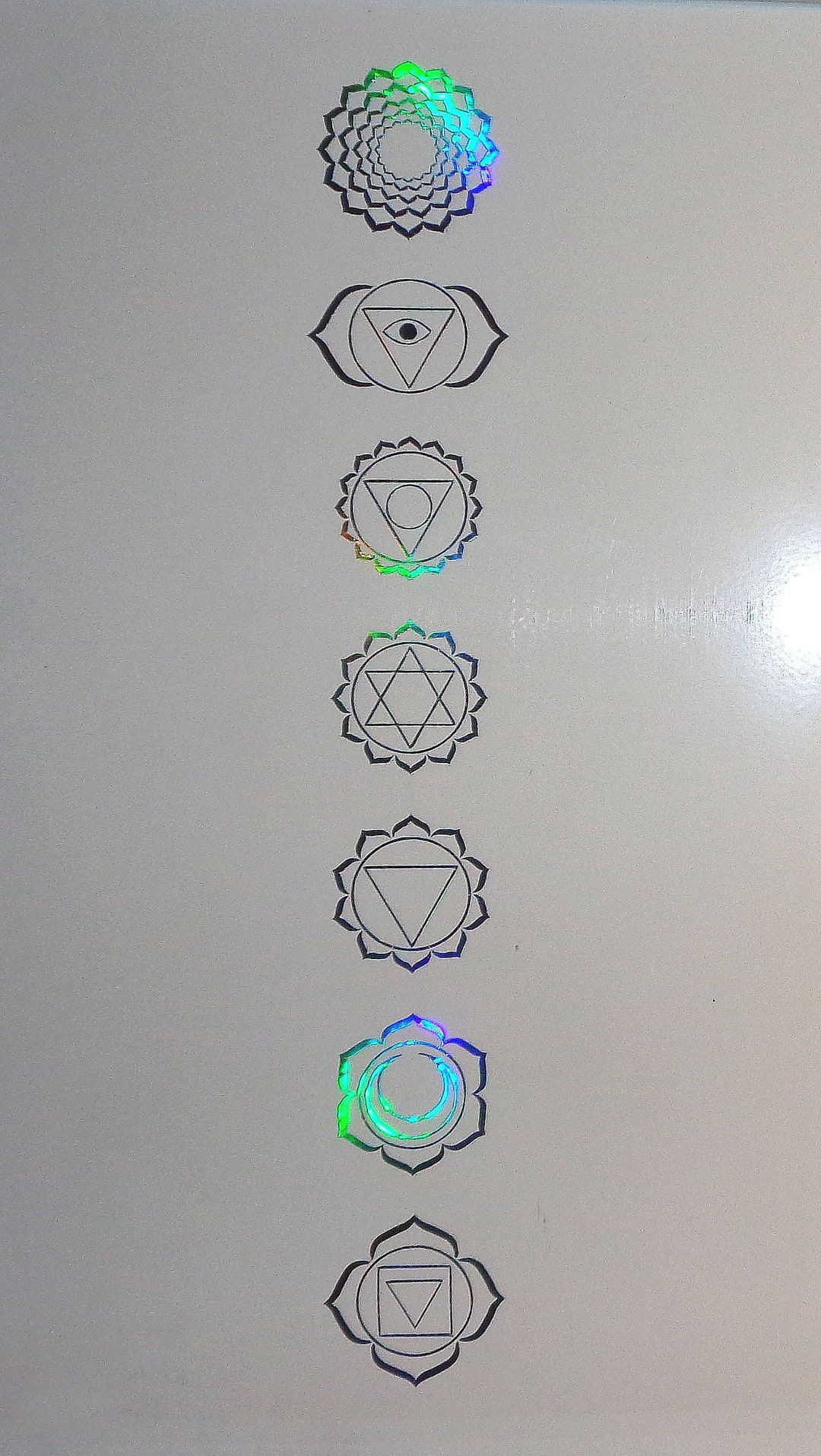 Chakra Symbols Vinyl Decals Set of 7 Decals Iridescent Metallic Vinyl ...