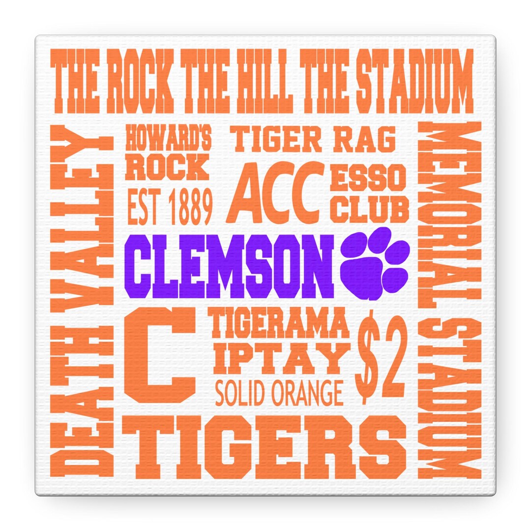 Clemson Tiger Word Cloud Canvas - Etsy