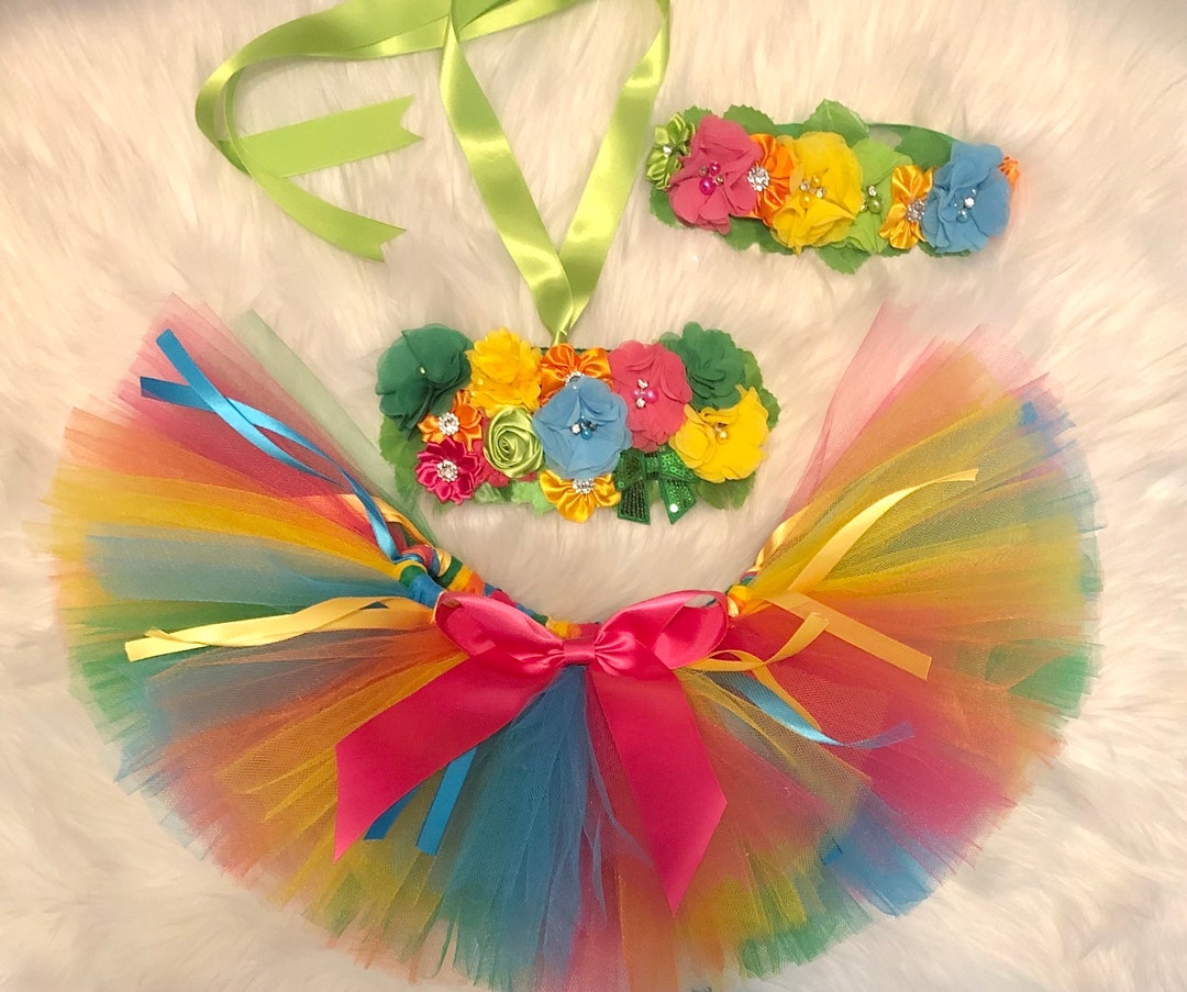 Hula Tutu Set, Smash Cake Tutu Set, Photo Prop Tutu Set,hawaiian Tutu ...