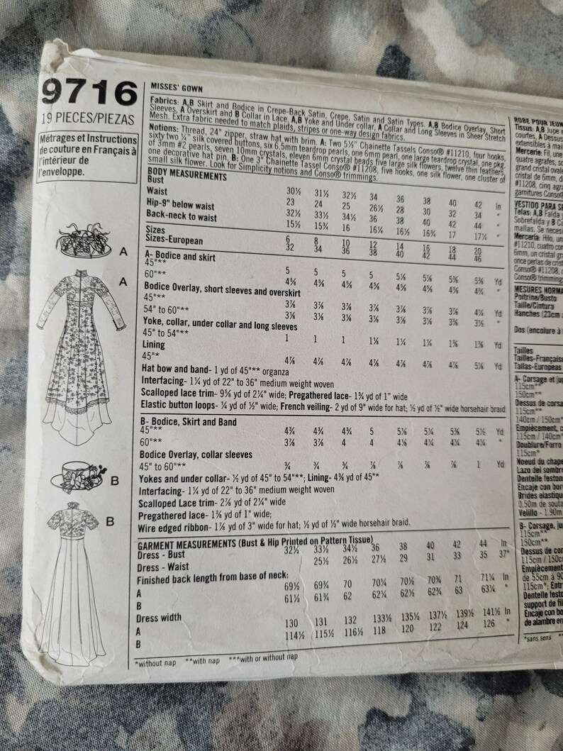 Simplicity 9716 Sewing Pattern Titanic Victorian Wedding Dress Gown ...