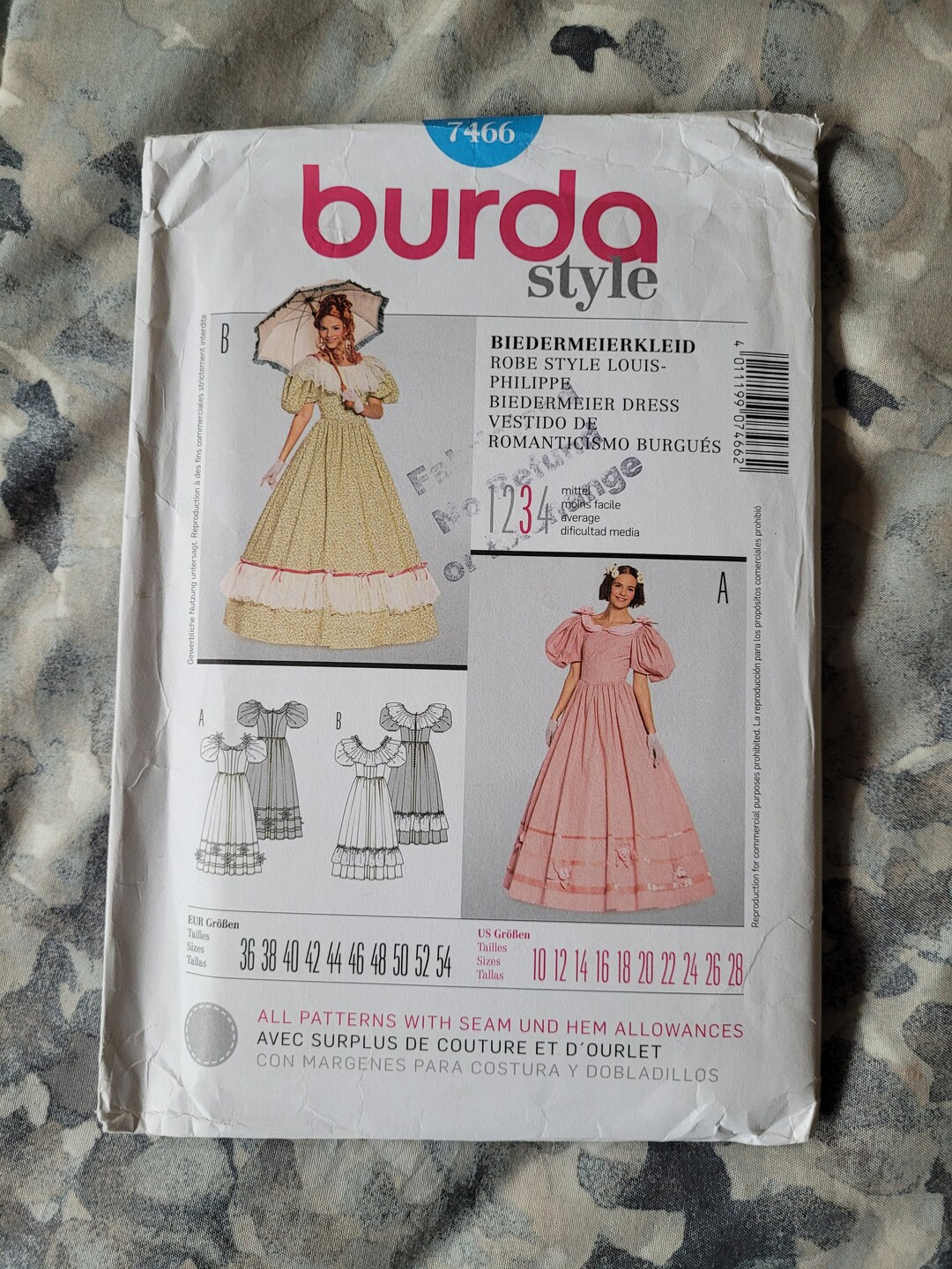 Burda 7466 Sewing Pattern, Civil War Costume, Gone With the Wind ...