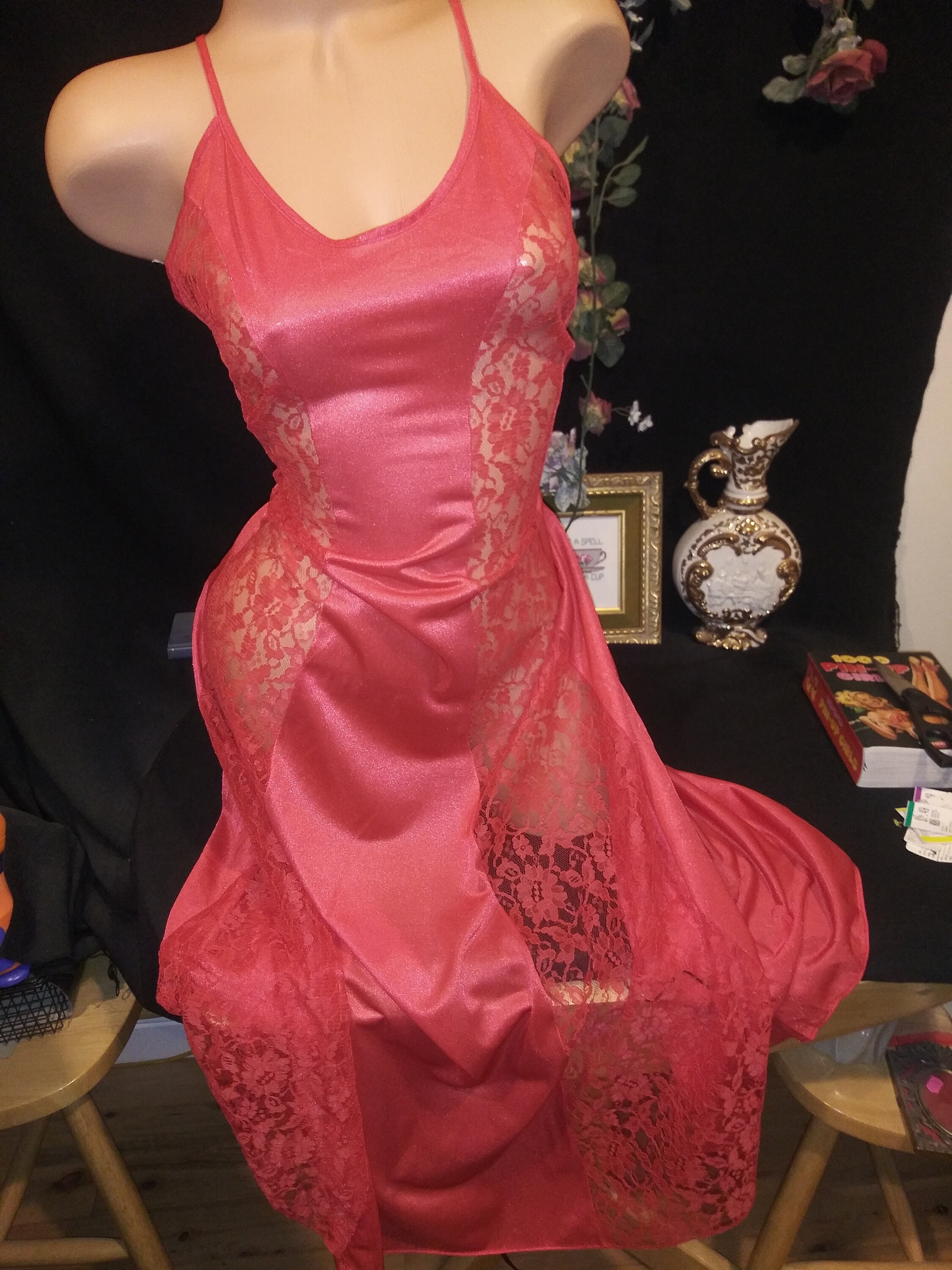Vtg Silky Sheer Wide Lace Nightgown Sexy Lingerie Nightie Gown Etsy