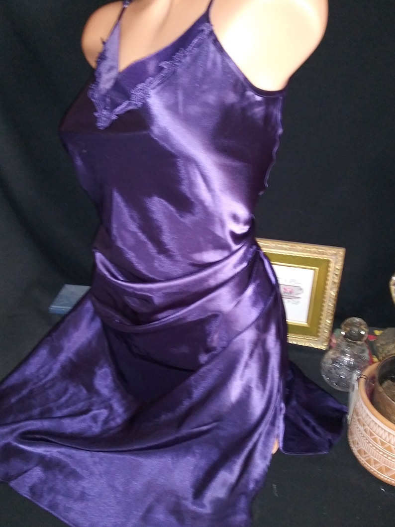 Vtg Satin Purple Shiny Gown Nightgown Smooth Gown Wedding - Etsy