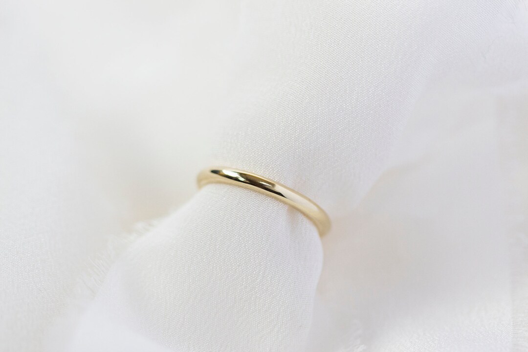 Alex Dome Band (2mm) - 14K Yellow Gold Wedding Ring Band - Handmade ...