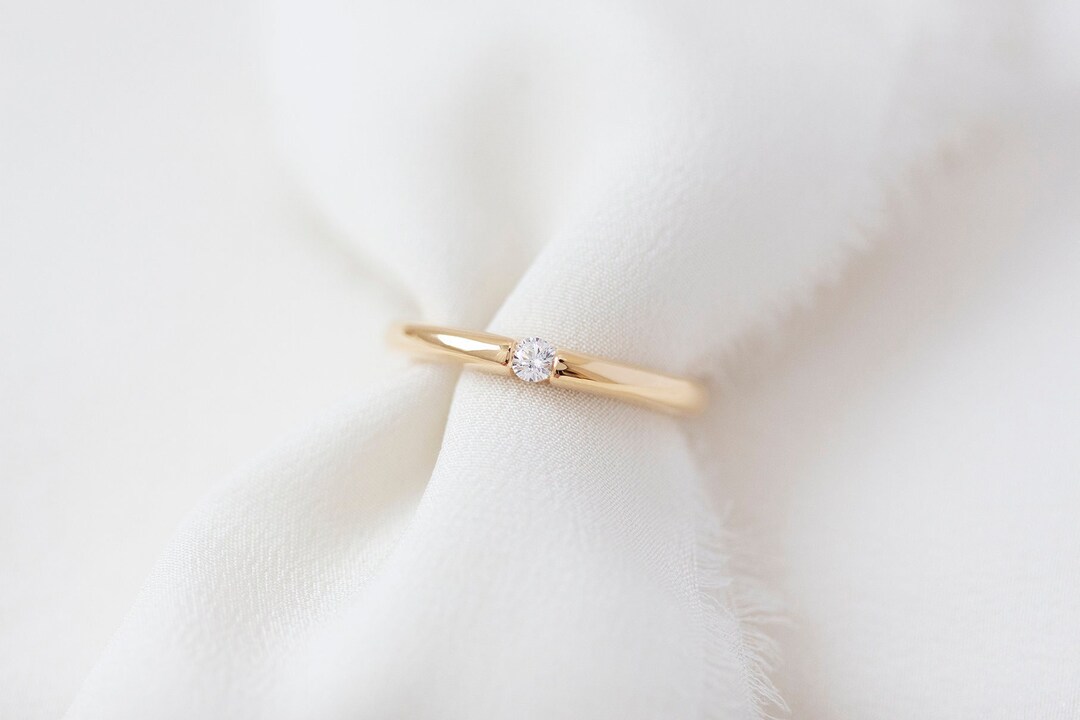 Orbit - 14K Yellow Gold Tension Set Diamond Ring - Etsy