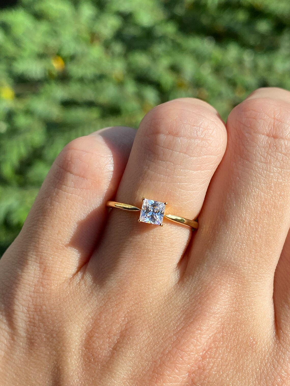 Isabelle - 14K Yellow Gold 0.50 Carat Princess Cut Diamond Solitaire ...