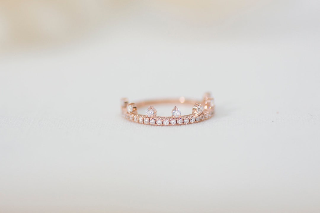 Mallorie Pavé - 14K Rose Gold Diamond Half-eternity Tiara Ring ...