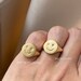 Smiley Signet 14K Yellow Gold Round Smiley Diamond Signet Ring Handmade ...